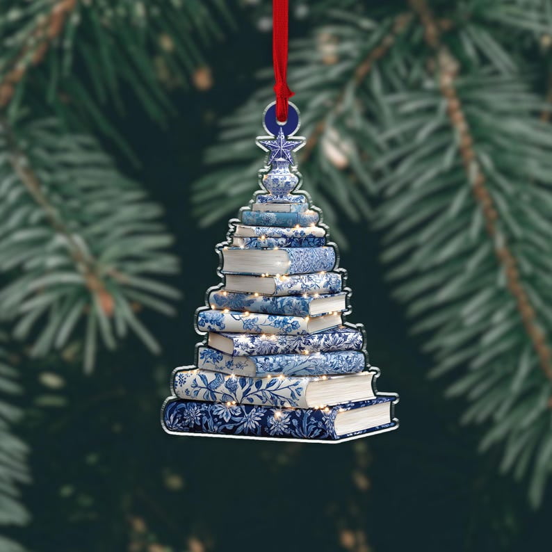Charming Christmas Book Tree Suncatcher Ornament | Unique Handcrafted ...