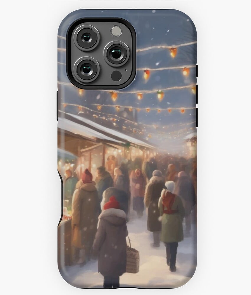 Charming Christmas Market Holiday Phone Case for iPhone 16 15 14 13 12 ...