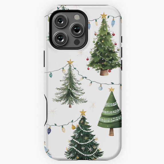 Charming Christmas Tree Art Phone Case for iPhone 11 12 13 14 15 16 17 ...