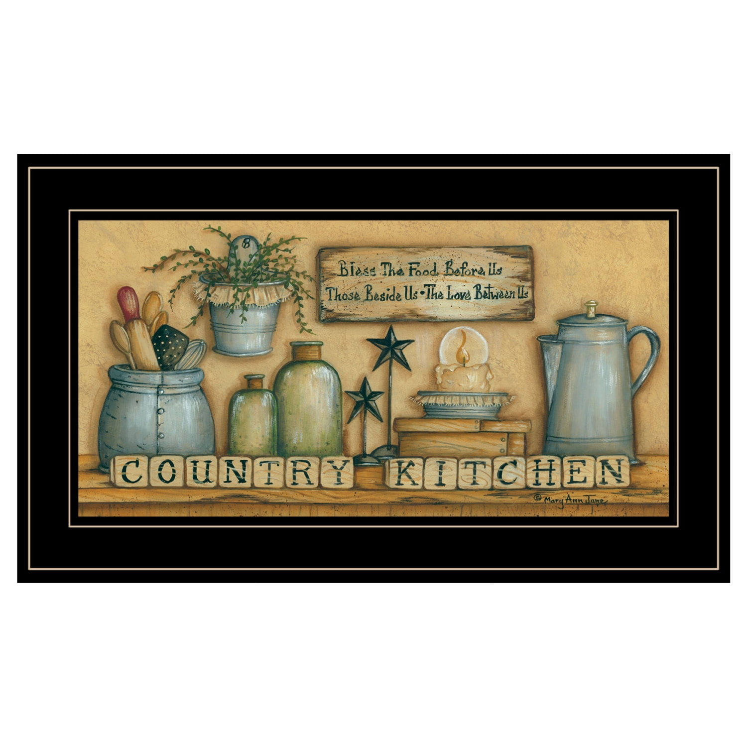 ”Charming” Country Kitchen By Mary Ann June - Black Frame Ready to Hang ...