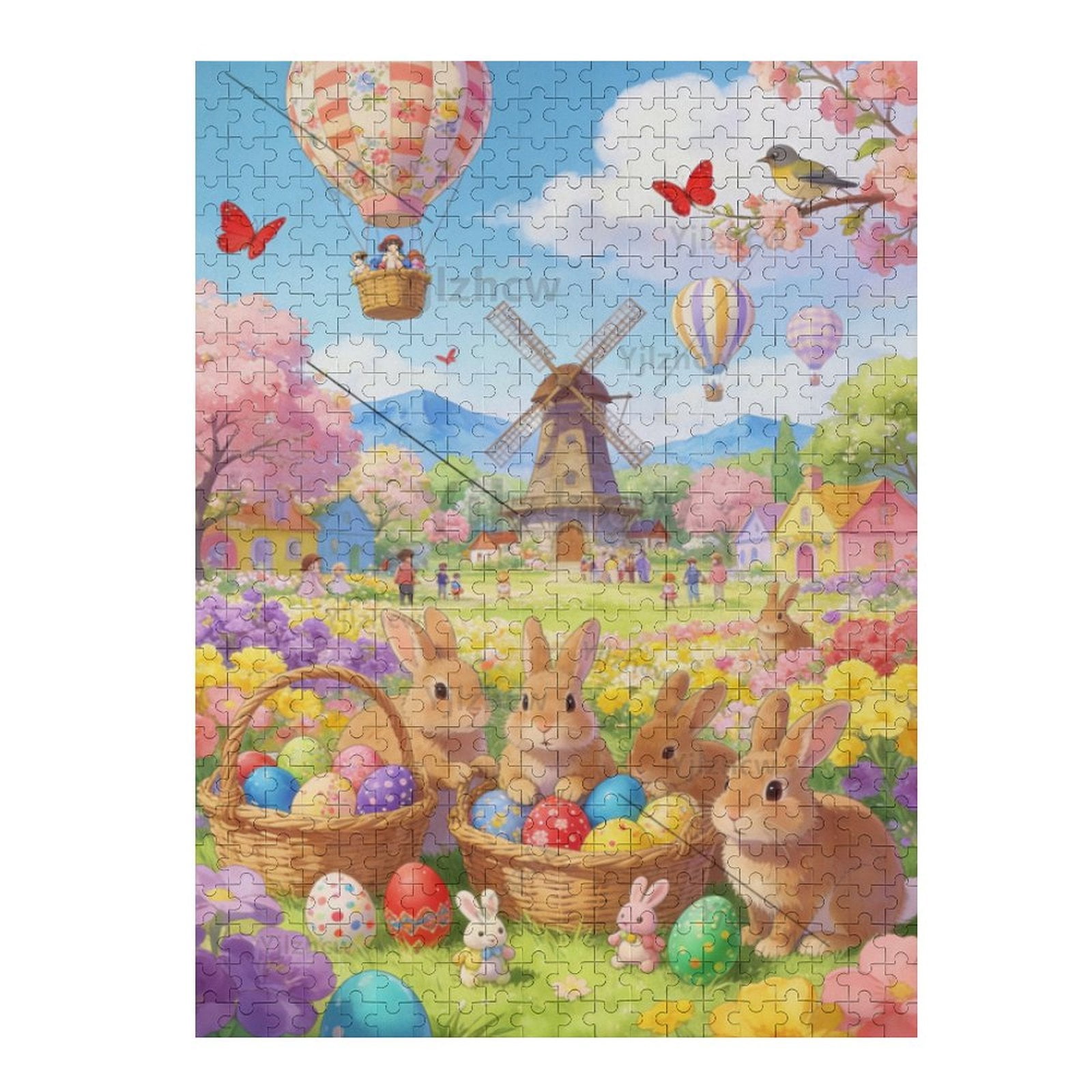 Charming Countryside Windmill and Blooms Wooden Jigsaw Puzzle 1000 ...