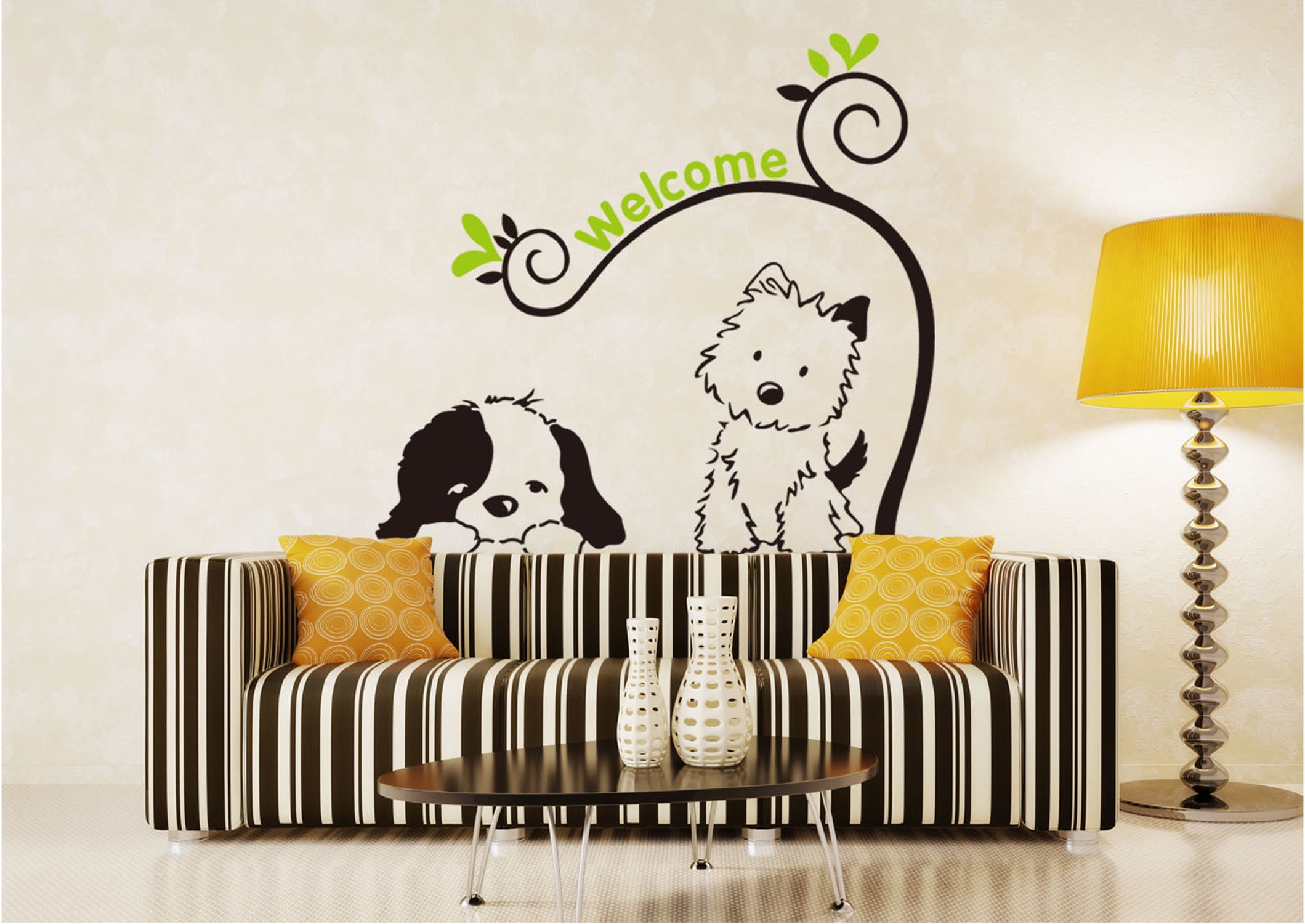 Charming Cute Poodle Puppy Wall Decal DIY PVC Transparent Film for ...
