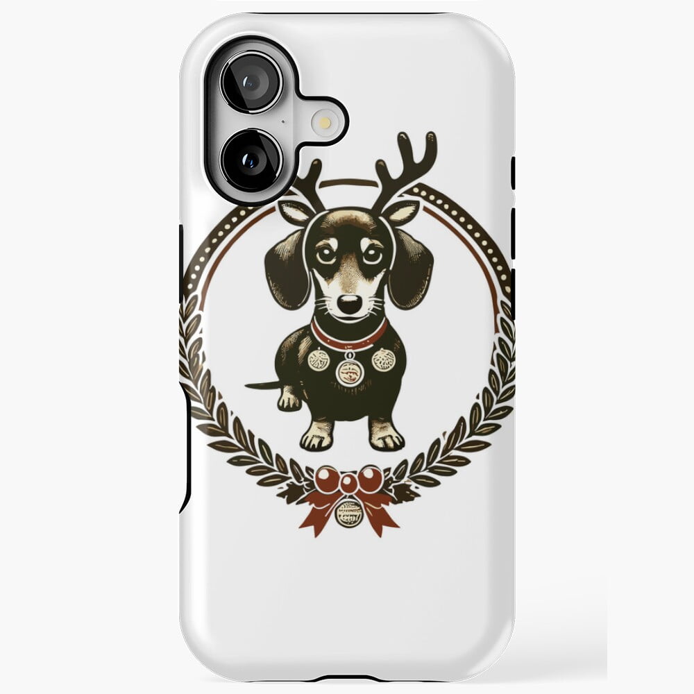 Charming Dachshund Antlers and Wreath Design for iPhone 17 through 11 ...