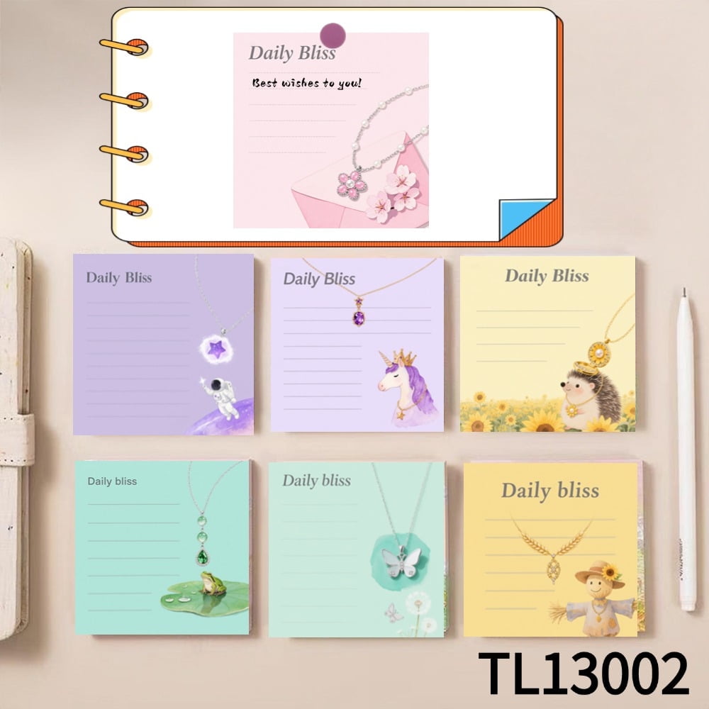 Charming Daily Bliss Pendant Necklaces-themed Note Cards (3.54×3.54Inches)100-Pack with105 ...