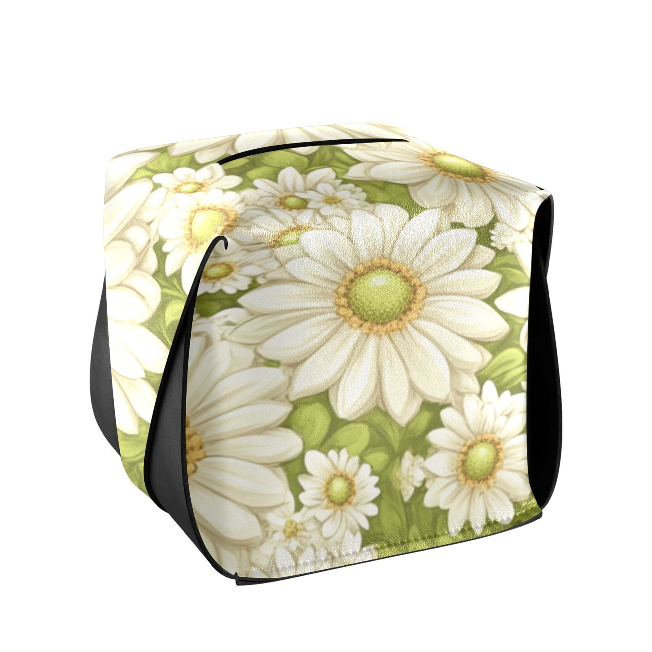 Charming Daisy Flower Tissue Box Cover Leather Square Rectangle Tissue ...