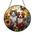 Charming Dog Illustration Scene Window Suncatcher, Decorative Stained ...
