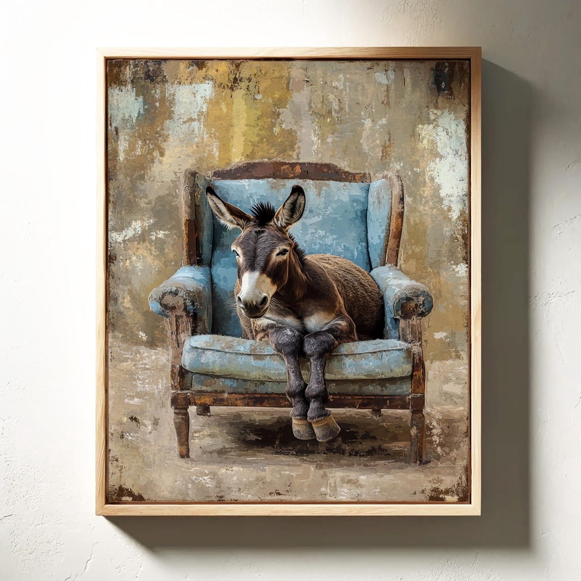 Charming Donkey On Rustic Armchair Whimsical Farmhouse Wall Art Poster ...