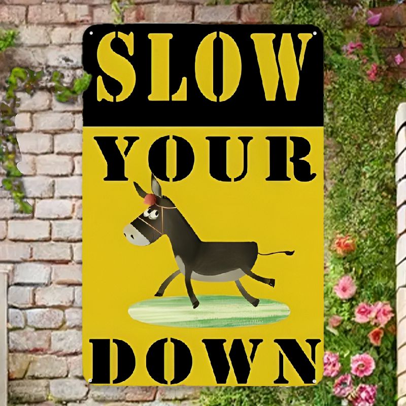 Charming Donkey 'Slow Down' Metal Sign - Vintage Iron Wall Art, 8x12 ...