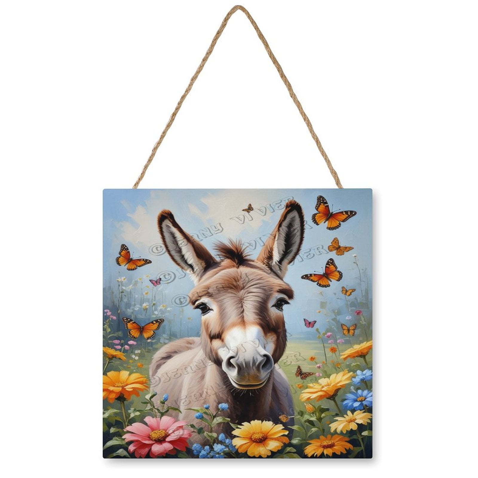 Charming Donkey Wooden Hanging Sign - Rustic Animal Decor for Kid's ...