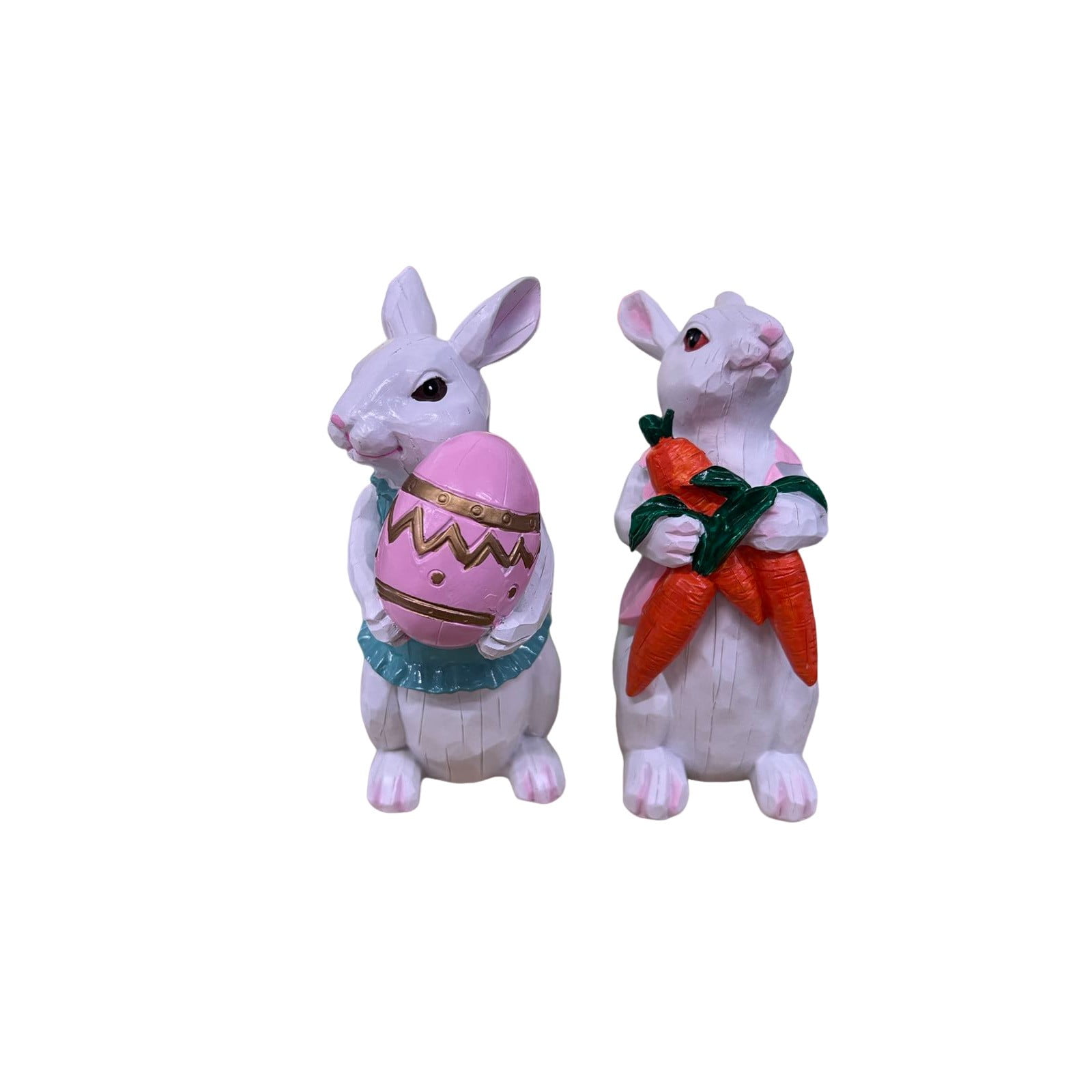 Charming Easter Bunny Figurines Set Hand-Painted Resin Rabbits with ...