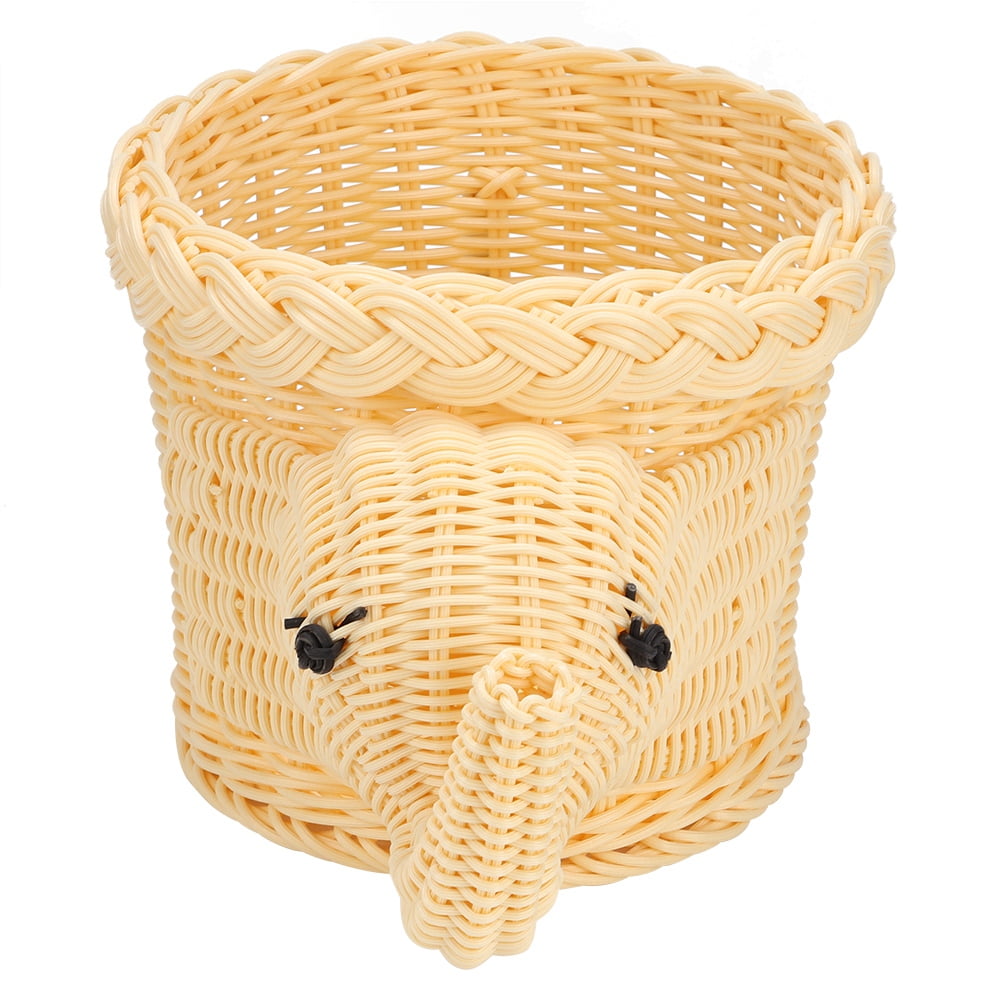 Charming Elephant Shaped Rattan Storage Basket in Cream - Versatile ...