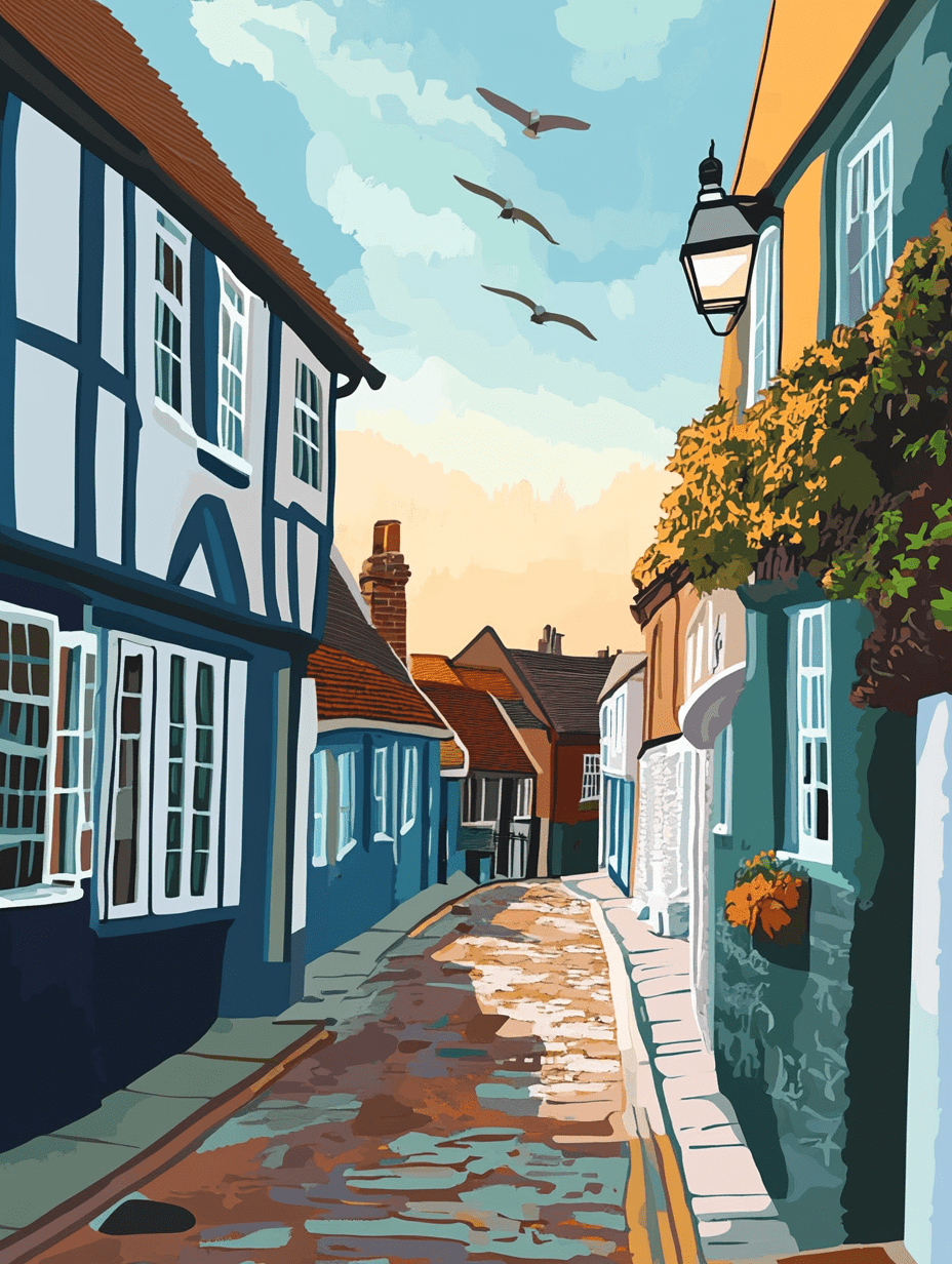 Charming European Street Scene Canvas Art Print Perfect for Living Room ...
