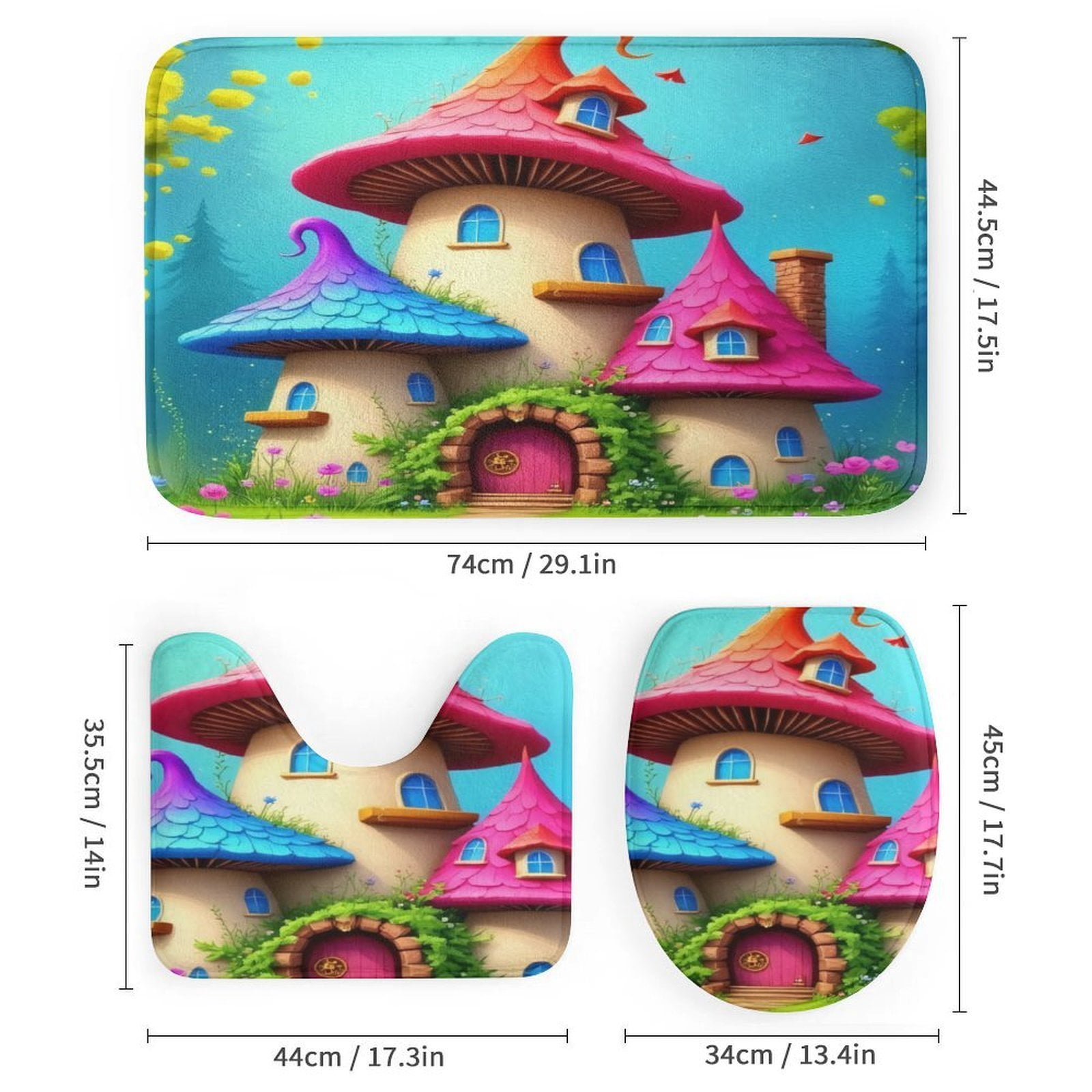 Charming Fairy Tale Cottage Bathroom Mats Sets 3 Piece, Bath Mat Earth ...