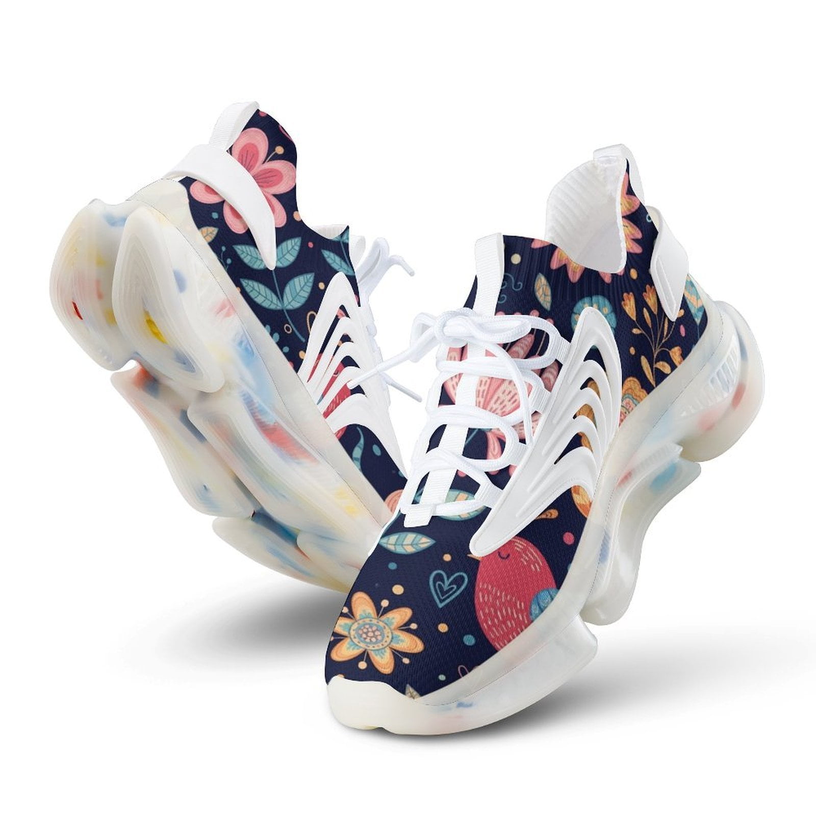 Charming Floral Birds Pattern Walking Shoes for Men Woman Lightweight ...