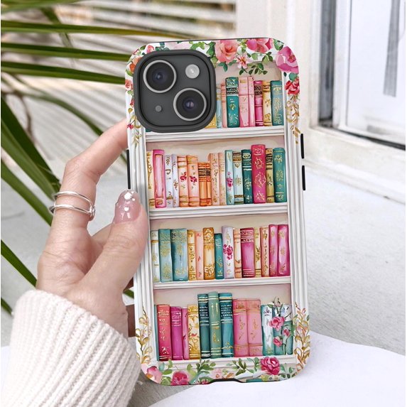 Charming Floral Bookshelf Reading Lover Case for iPhone 17 through 11 ...