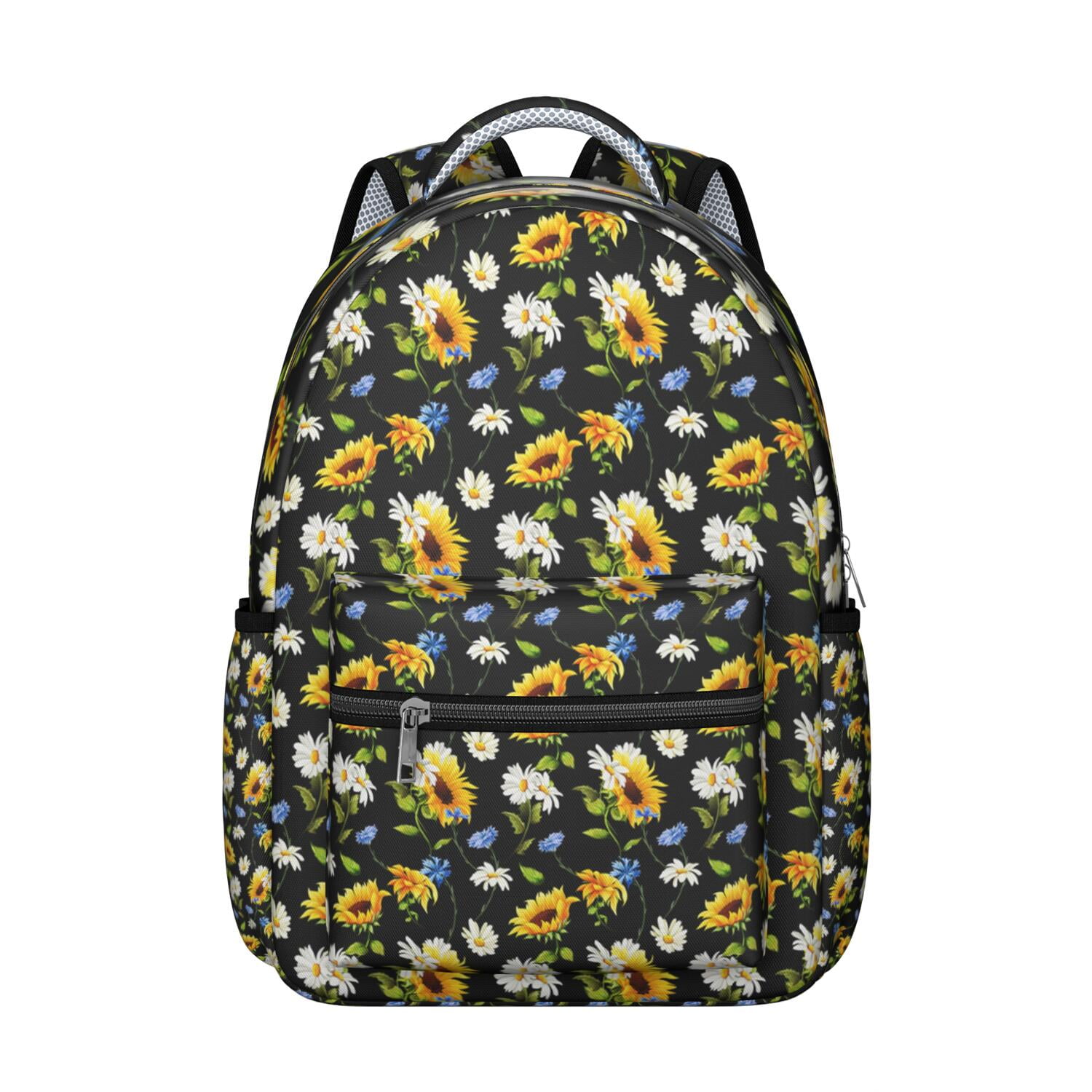 Charming Floral Design Backpack Featuring Sunflowers - Roomy College ...