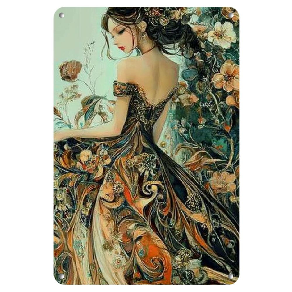 Charming Flower Girl Vintage Metal Tin Sign - 8x12 Inch | Versatile Wall Art for Home, Office ...