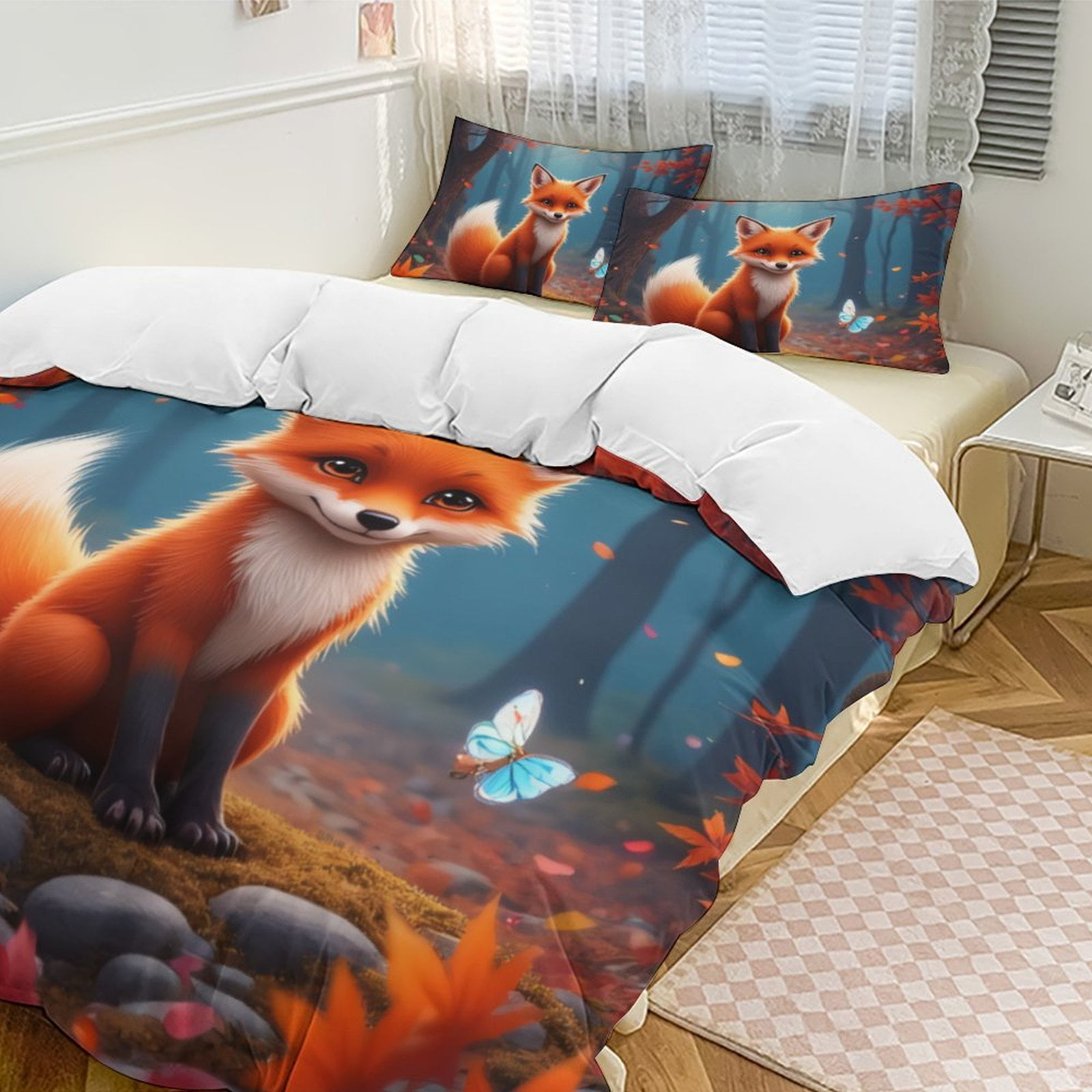 Charming Fox in Autumn Forest 3D Duvet Cover Set Quilt Cover Theme of ...