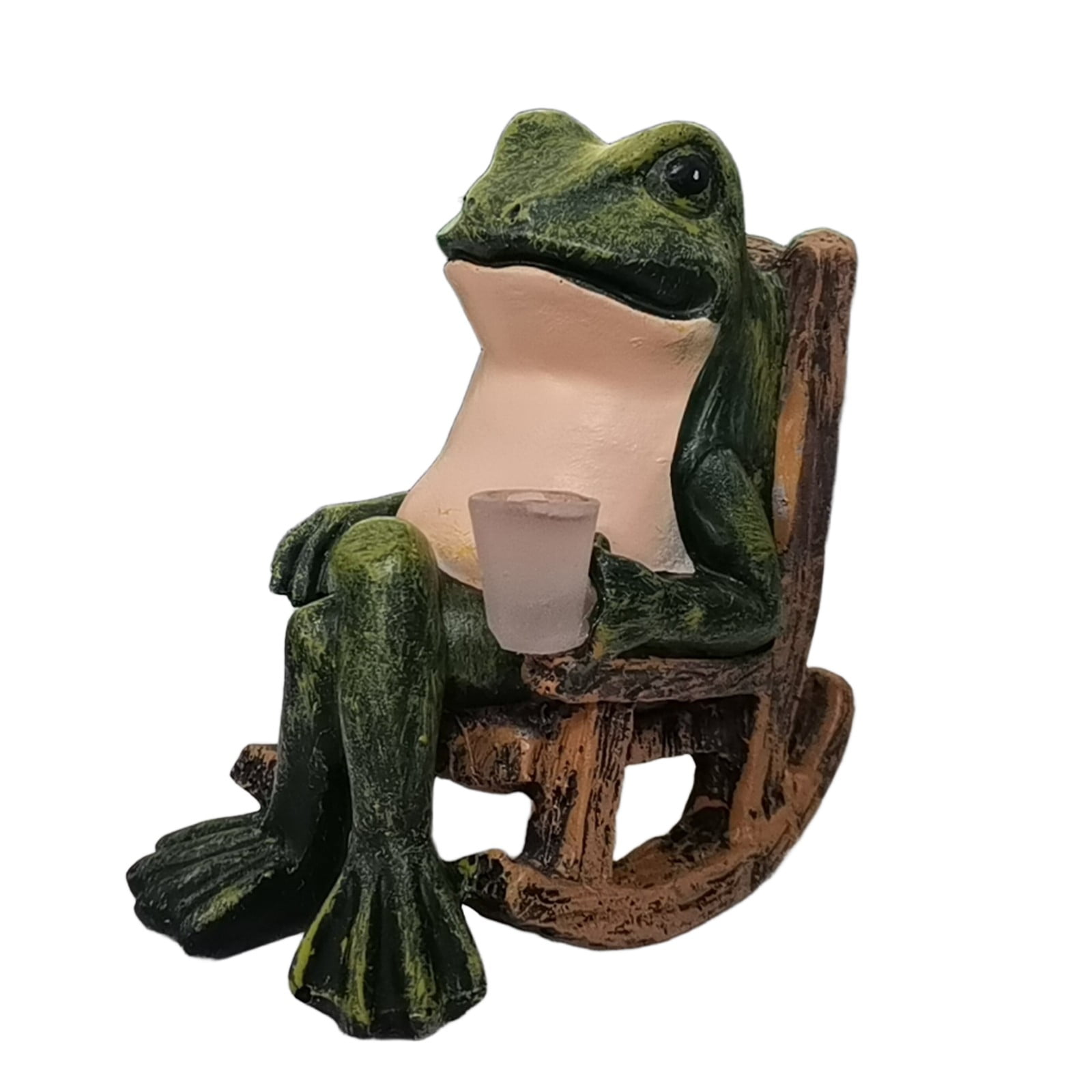 Charming Frog Garden Statue Relaxing Frog Figurine in Rocking Chair for ...