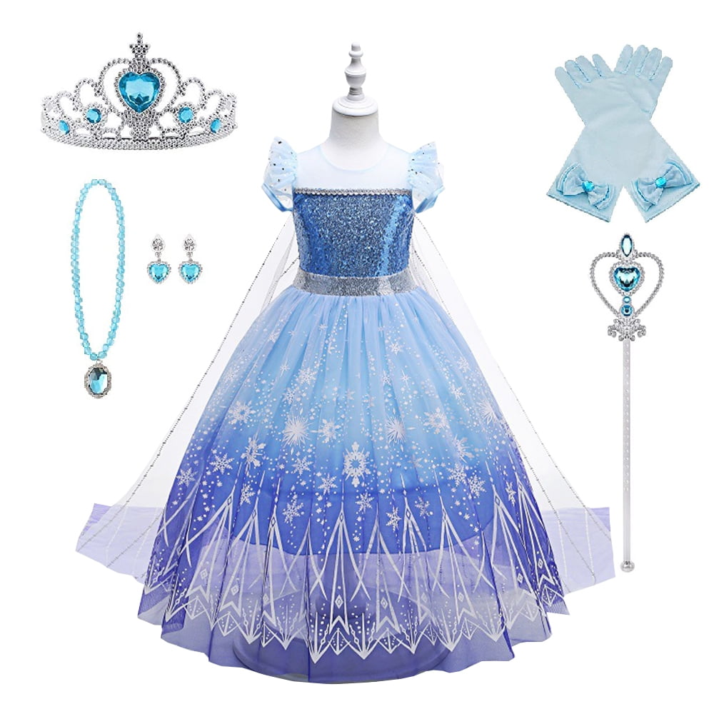Charming Girls Princess Dress Sequined Short Sleeve Party Cosplay ...