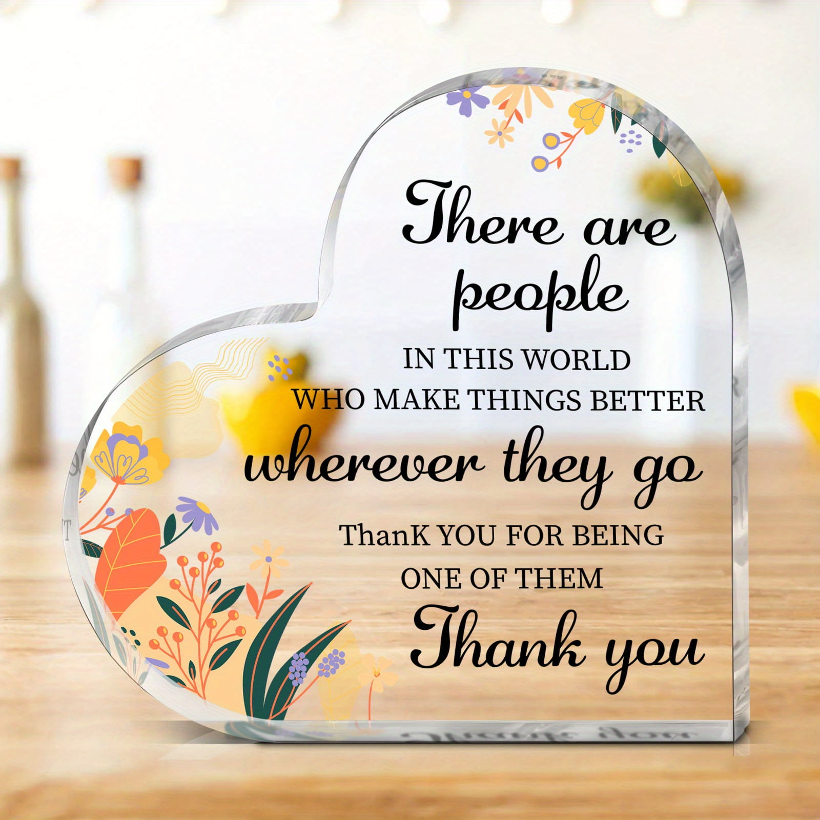 Charming Heart-Shaped Acrylic Plaque with Floral Design - Ideal for ...