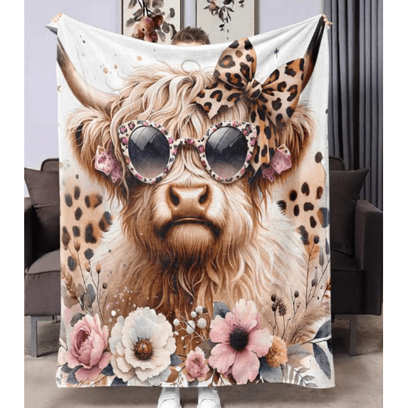 Charming Highland Cow Pattern Blanket, Soft Warm Throw Blanket, Cool ...