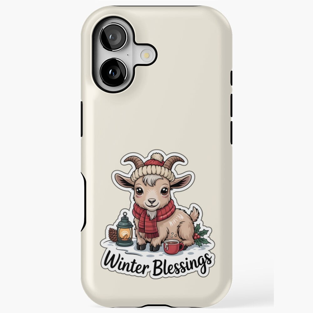 Charming Holiday Goat Winter Blessing Case for iPhone 17 through 11 Pro ...