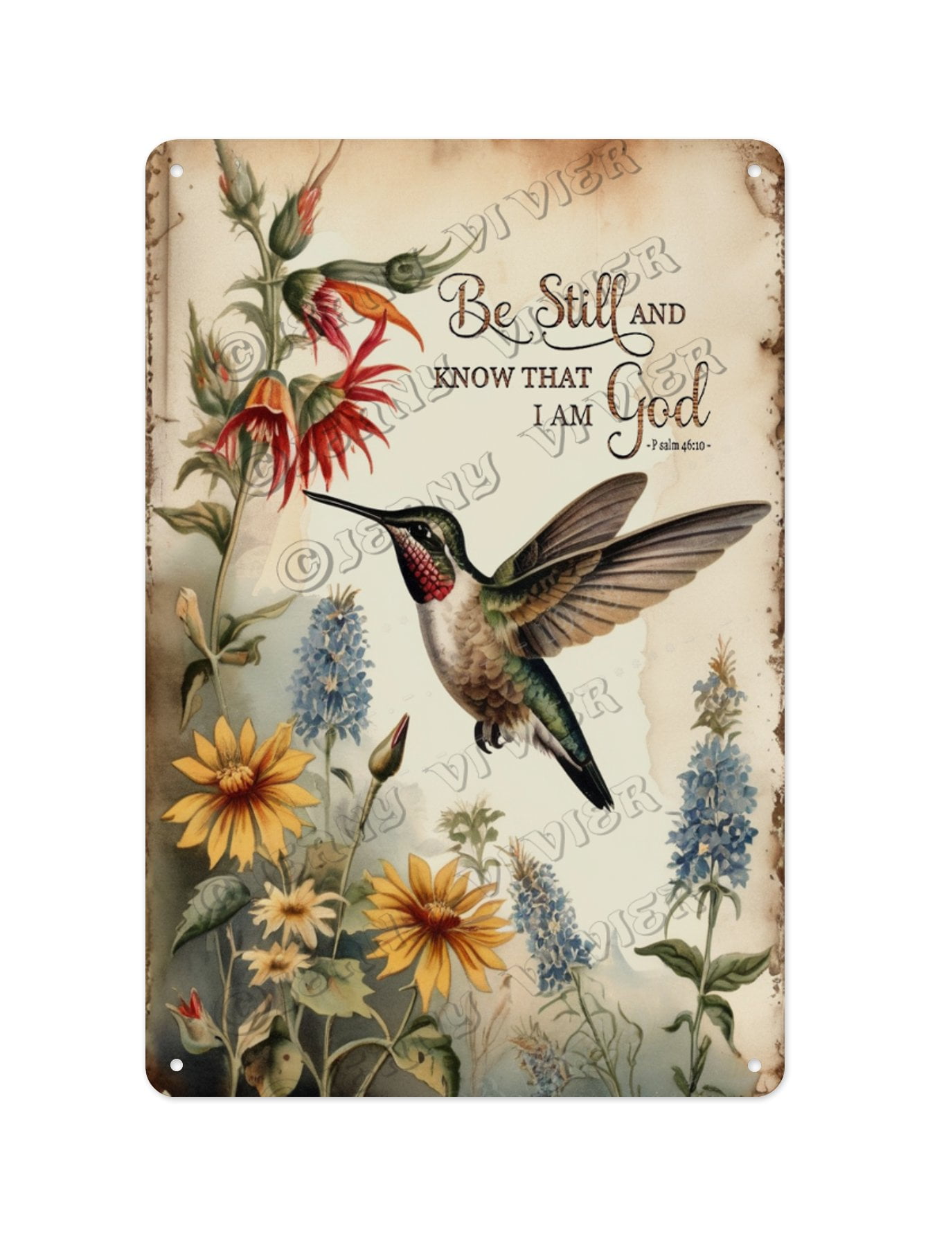 Charming Hummingbird Vintage Aluminum Sign 12x16 Inches - Aesthetic ...