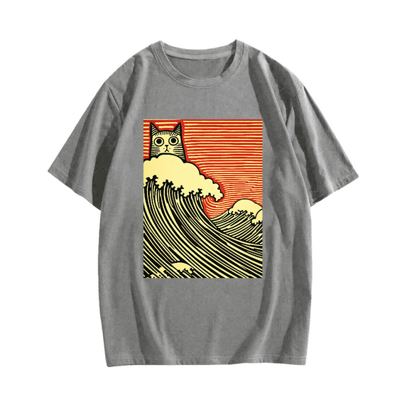 Charming Japanese Cat Art Cotton Casual T-shirt - Walmart.com