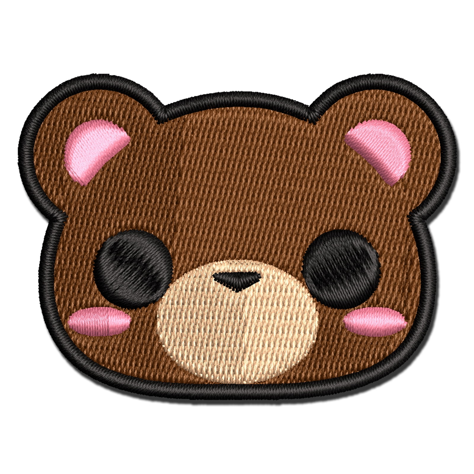 Charming Kawaii Chibi Bear Face Blushing Cheeks Applique Multi-Color ...