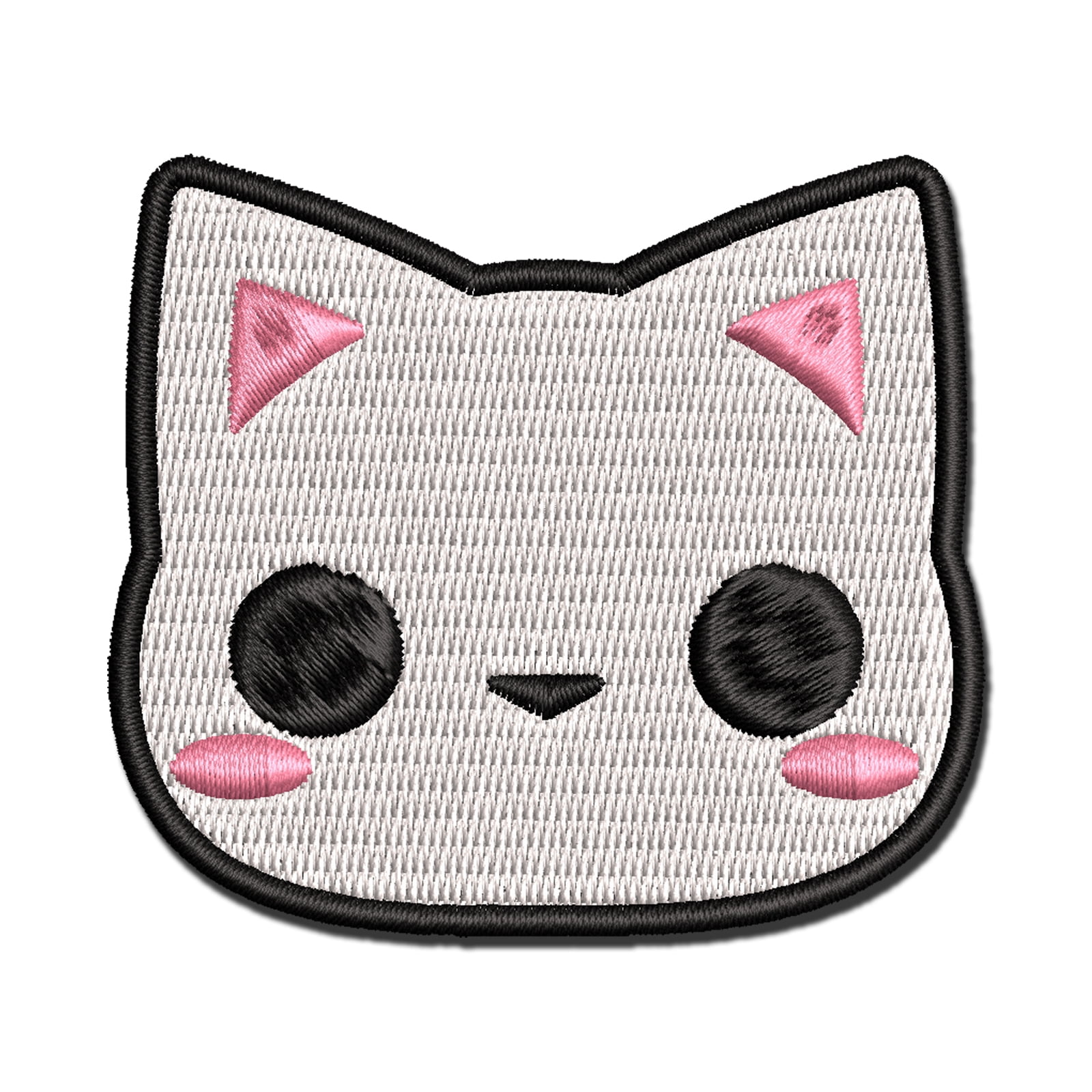 Charming Kawaii Chibi Cat Kitten Face Blushing Cheeks Applique Multi ...