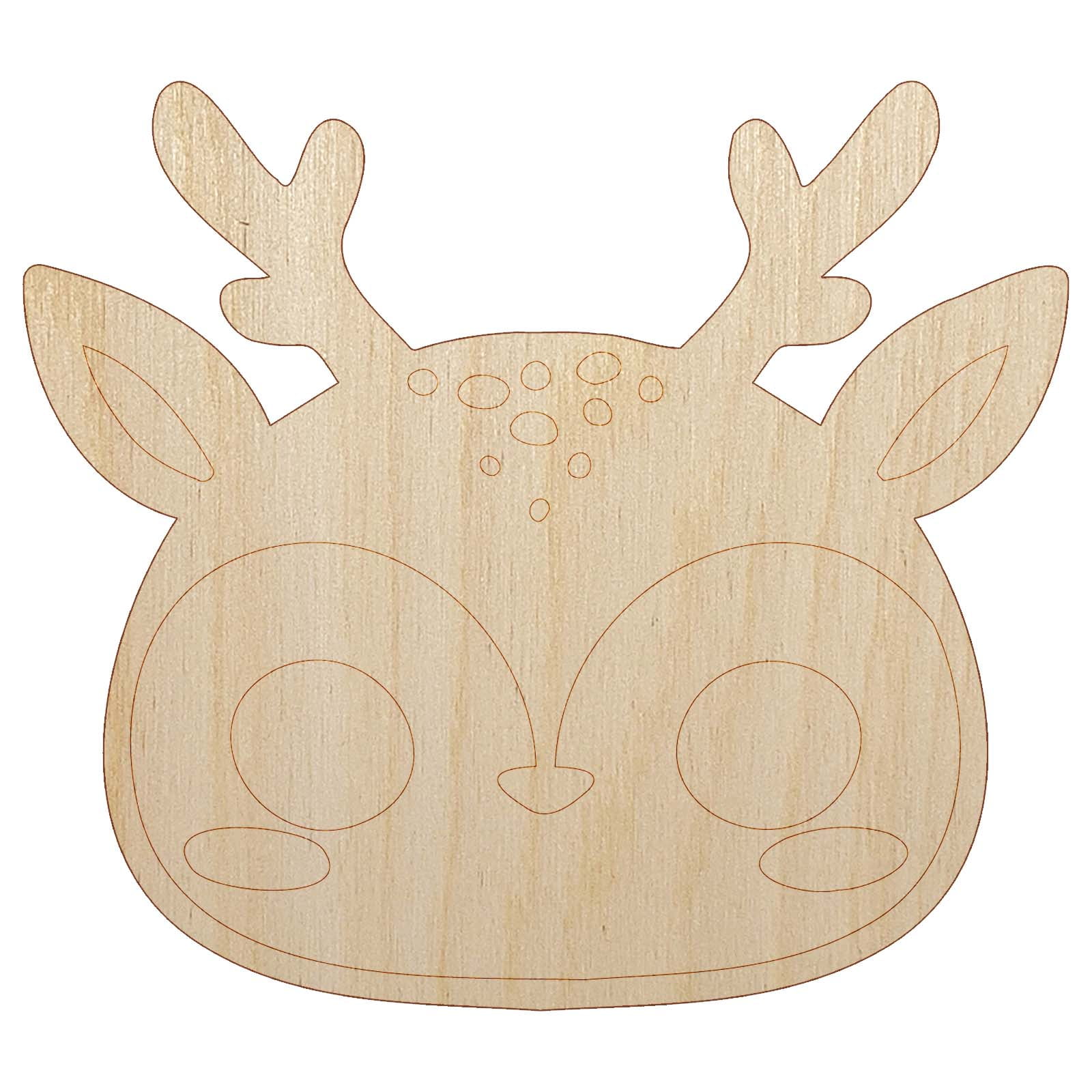 Charming Kawaii Chibi Deer Face Blushing Cheeks Wood Shape Unfinished ...