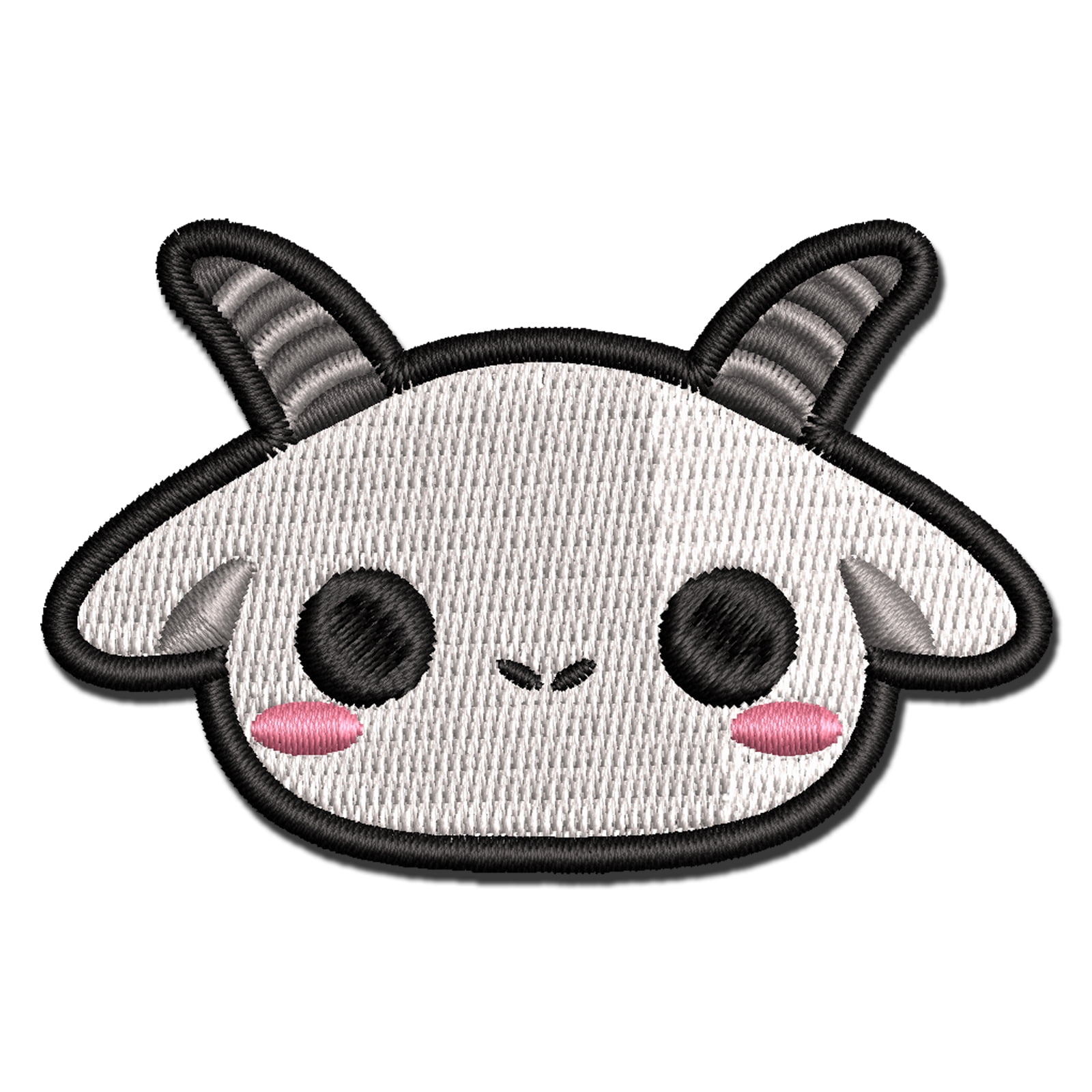 Charming Kawaii Chibi Goat Face Blushing Cheeks Applique Multi-Color ...