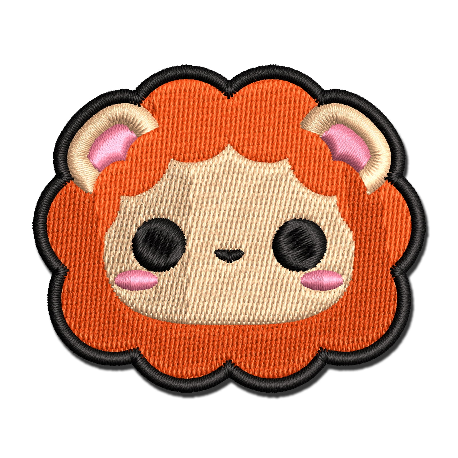 Charming Kawaii Chibi Lion Face Blushing Cheeks Applique Multi-Color ...