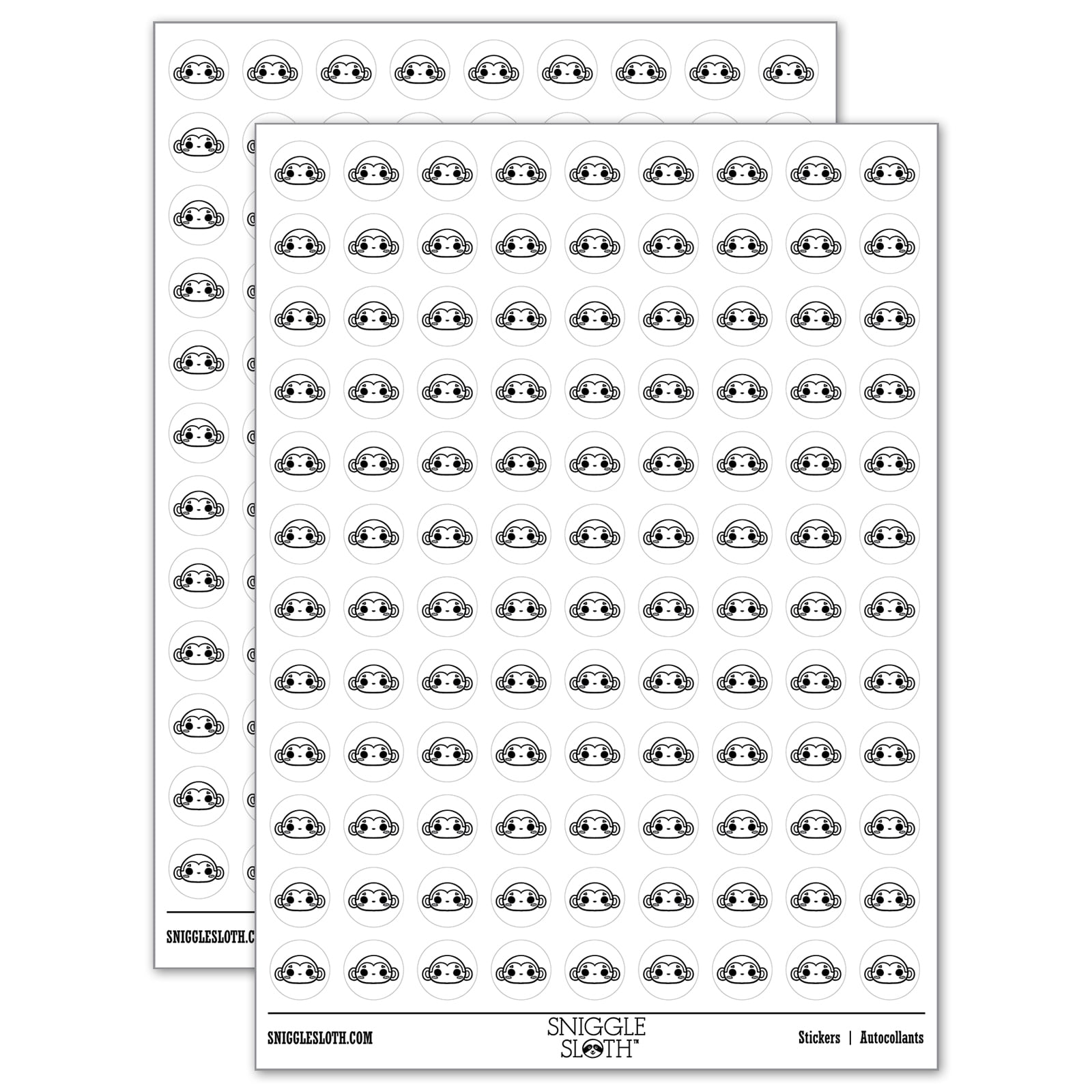 Charming Kawaii Chibi Monkey Face Blushing Cheeks 200+ Round Stickers ...