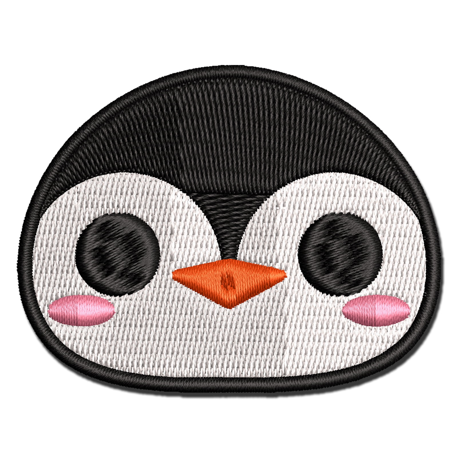 Charming Kawaii Chibi Penguin Face Blushing Cheeks Applique Multi-Color ...