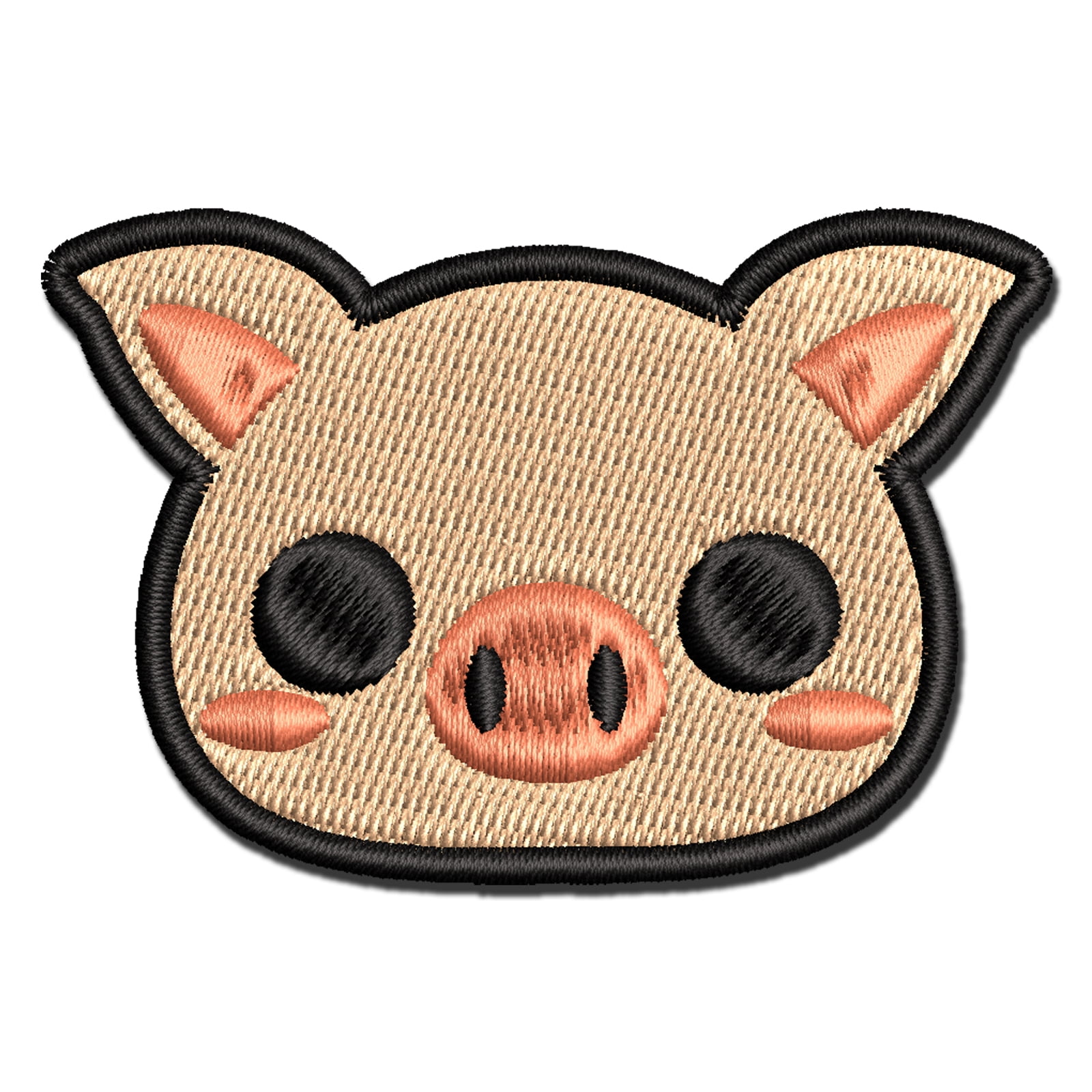 Charming Kawaii Chibi Pig Face Blushing Cheeks Applique Multi-Color ...
