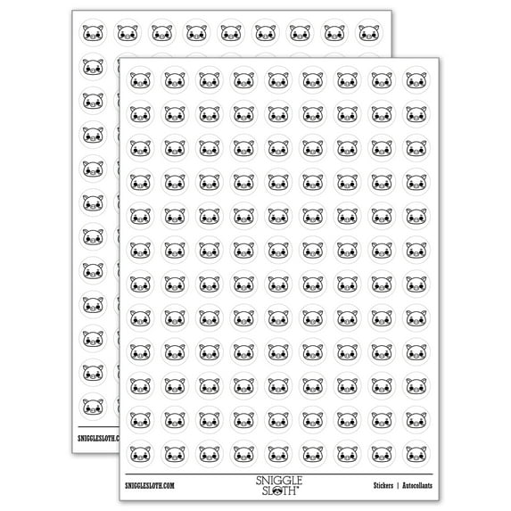 Charming Kawaii Chibi Pig Face Blushing Cheeks Round Sticker Set ...