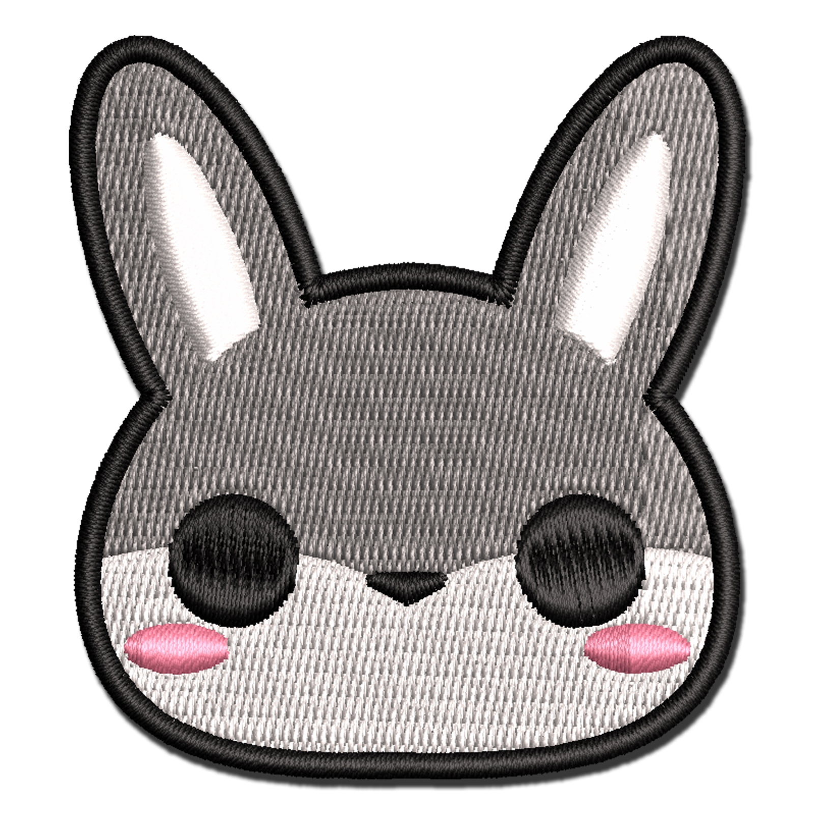 Charming Kawaii Chibi Rabbit Bunny Face Blushing Cheeks Applique Multi ...
