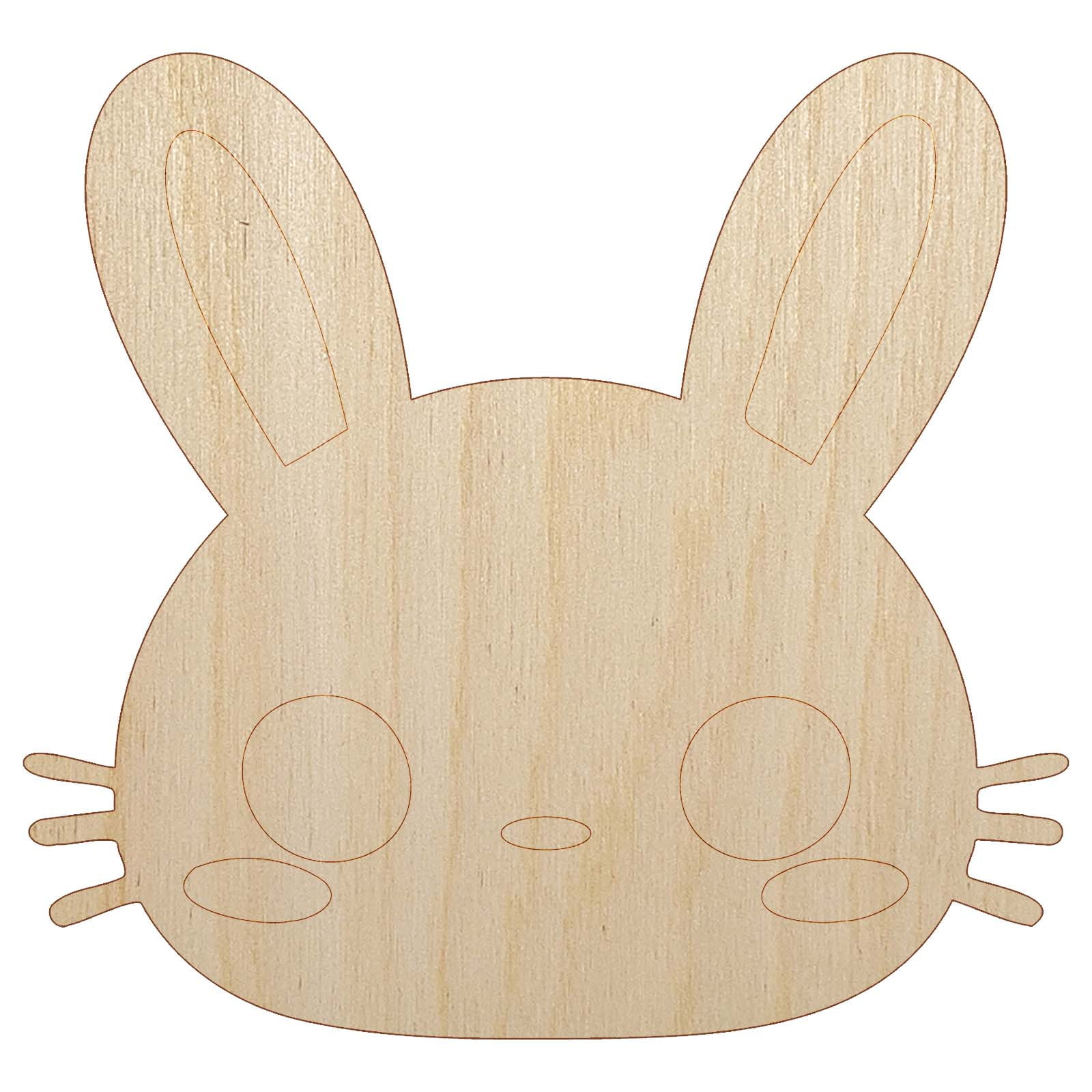 Charming Kawaii Chibi Rabbit Bunny Face Blushing Cheeks Wood Shape ...