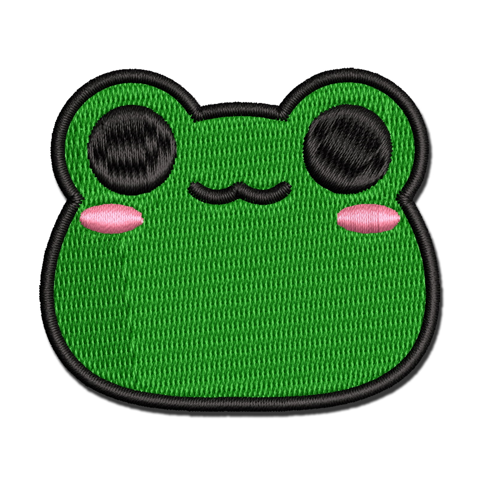 Charming Kawaii Chibi Smug Frog Toad Face Blushing Cheeks Applique ...