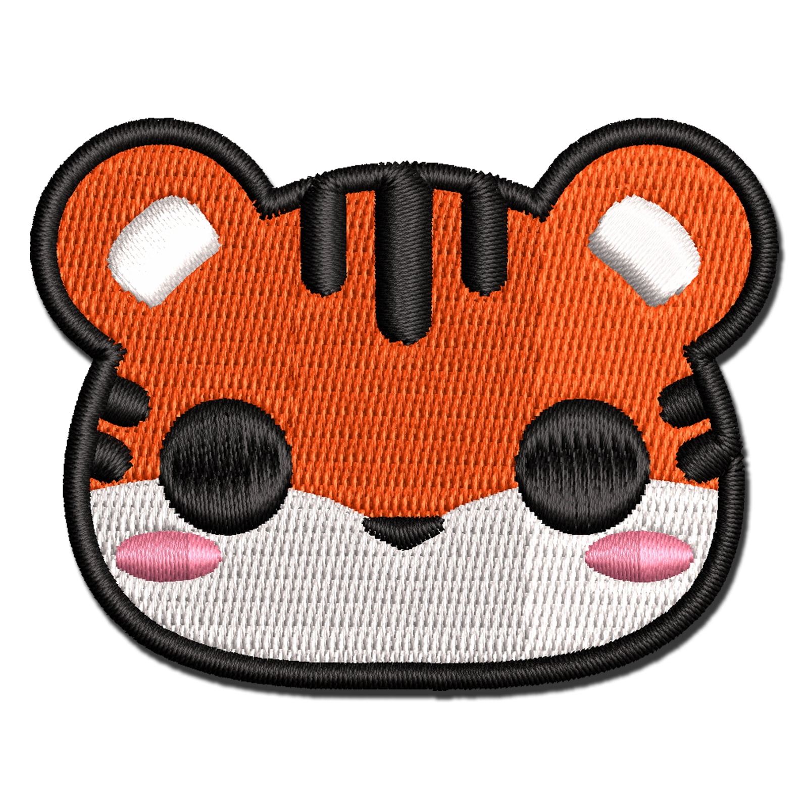 Charming Kawaii Chibi Tiger Face Blushing Cheeks Applique Multi-Color ...