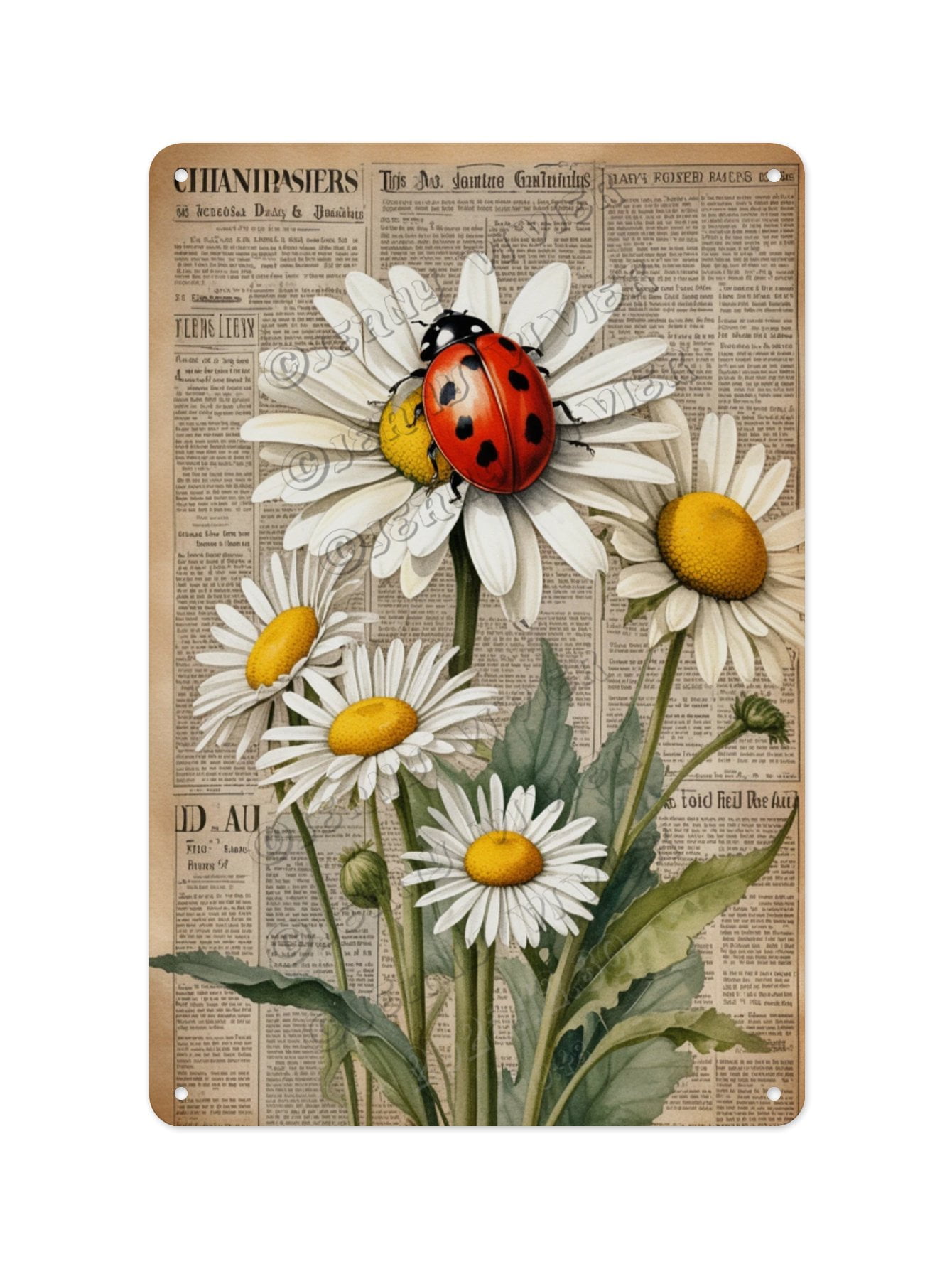 Charming Ladybugs Retro Aluminum Sign 12x16 Inches - Unique Wall Decor ...