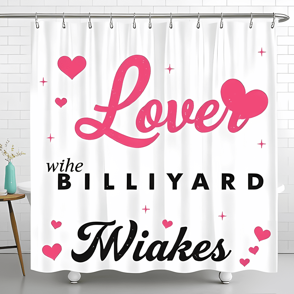 Charming "Lover" Shower Curtain with Playful Typography & Romantic ...