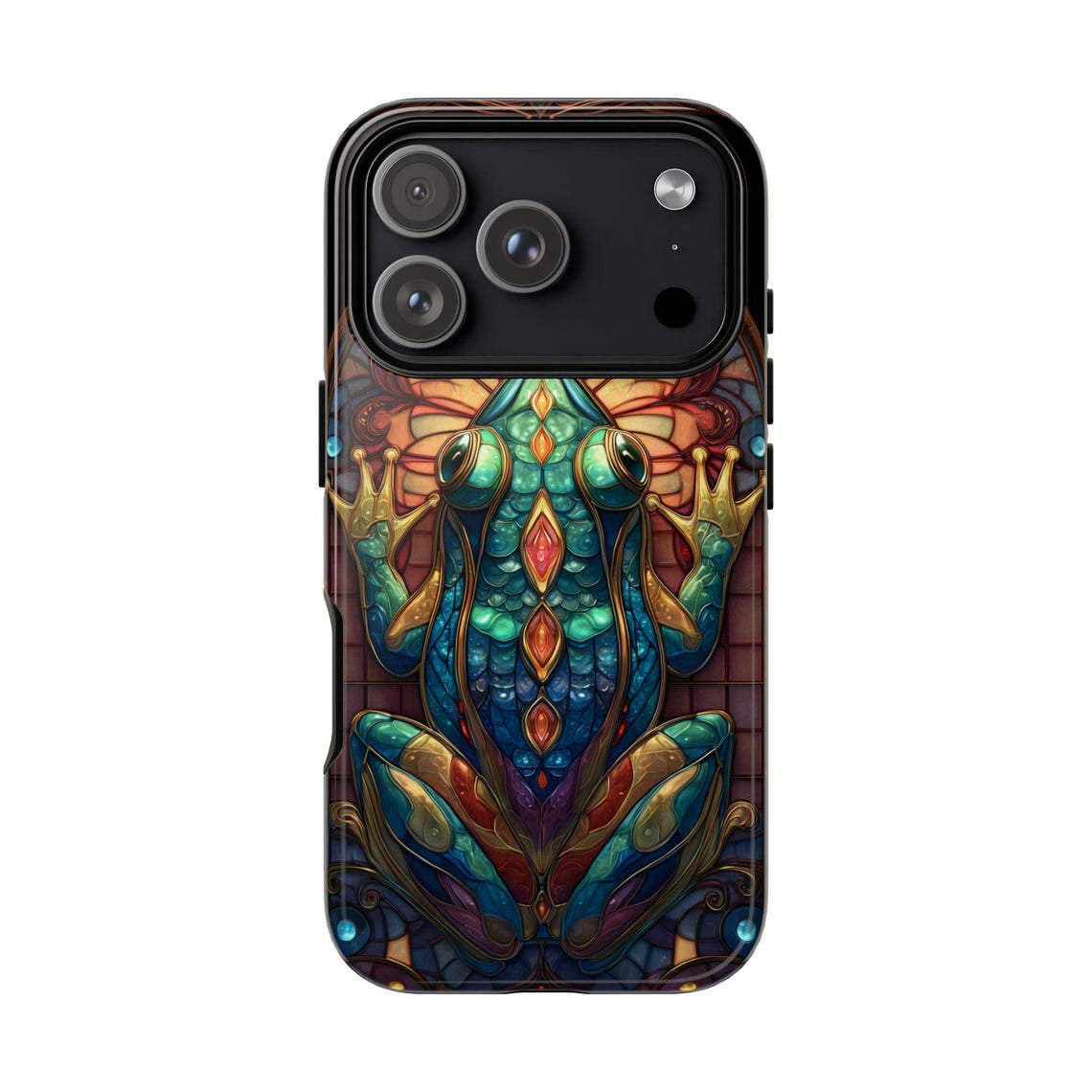 Charming Luminous Frog in Stained Glass Style with iPhone 17 to 11 Pro ...