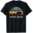 Charming Mama Bear with Cubs Retro Mountains T-Shirt for Nature Lovers ...