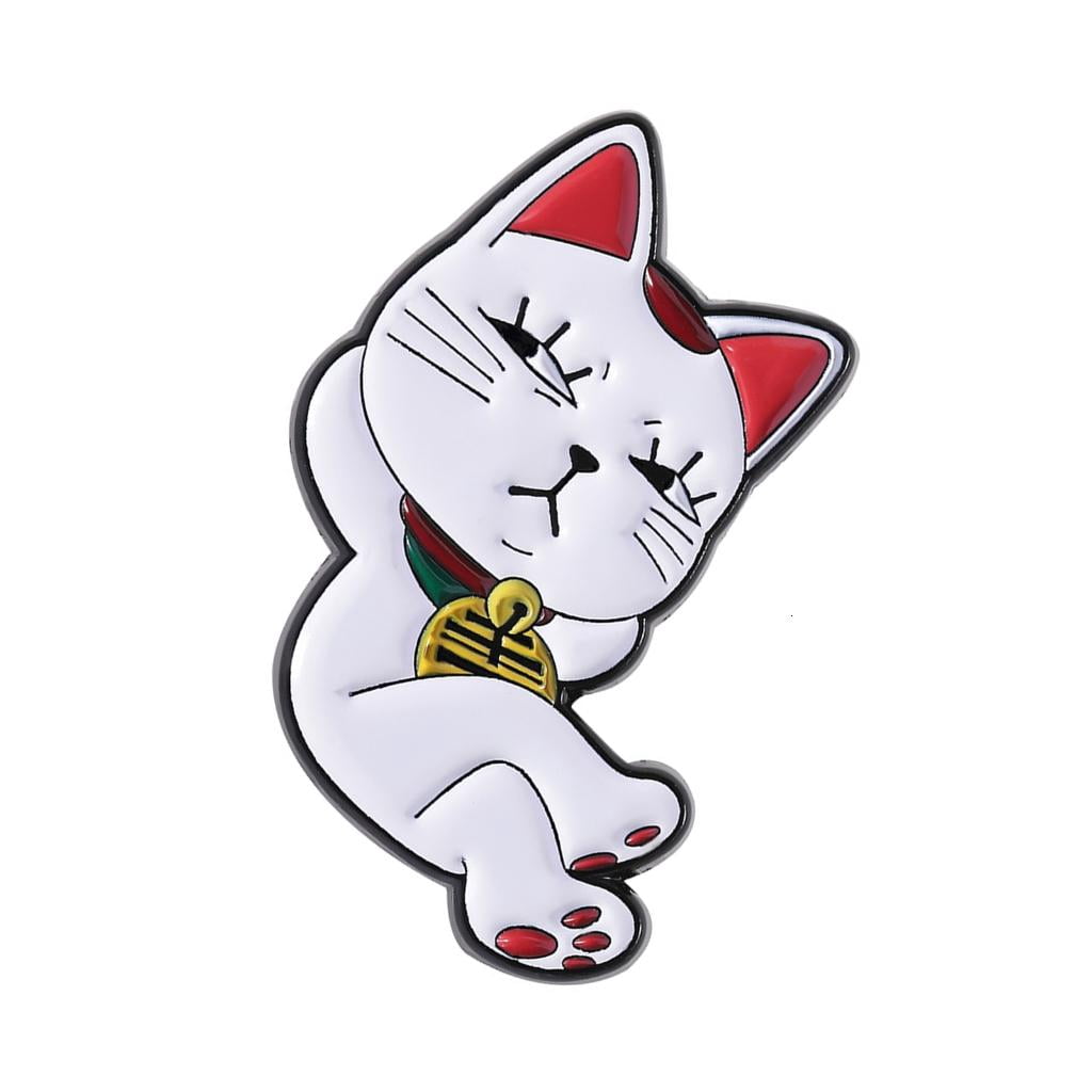 Charming Maneki Neko Brooch Gift For Good Luck Fortune Metal Emblem ...
