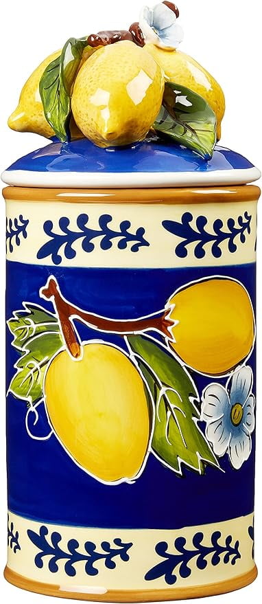 Charming Medium-Size Lemon-Themed Ceramic Canister with Lid for Kitchen ...