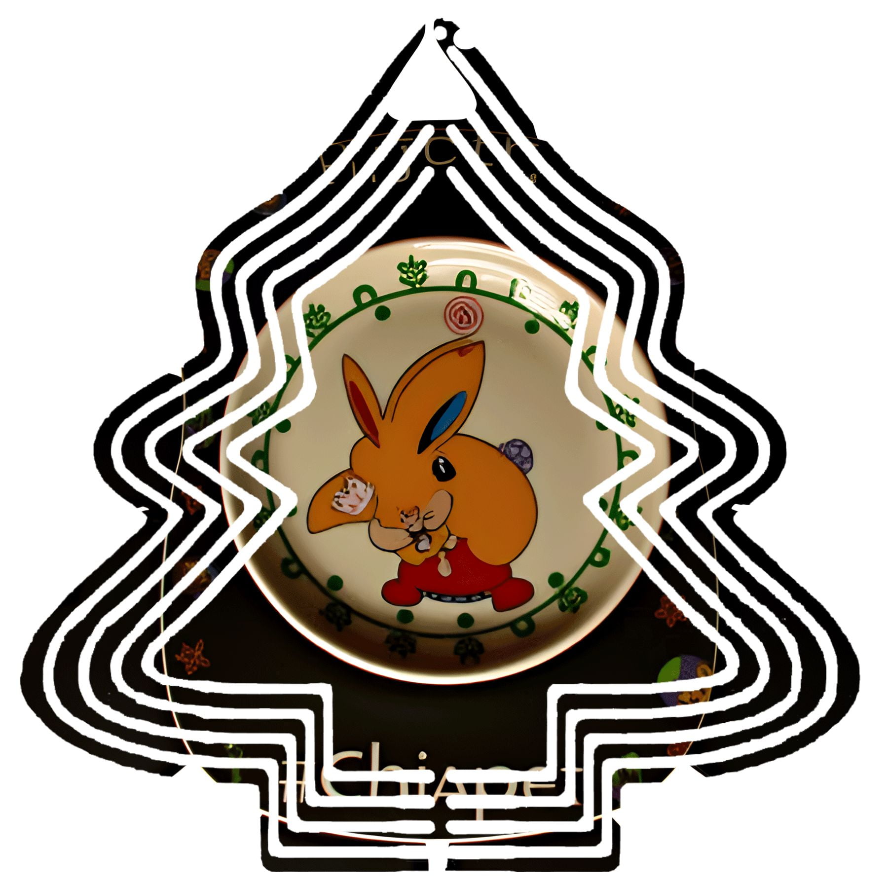 Charming Metal Hanging Christmas Tree Wind Spinner - Festive Rabbit ...