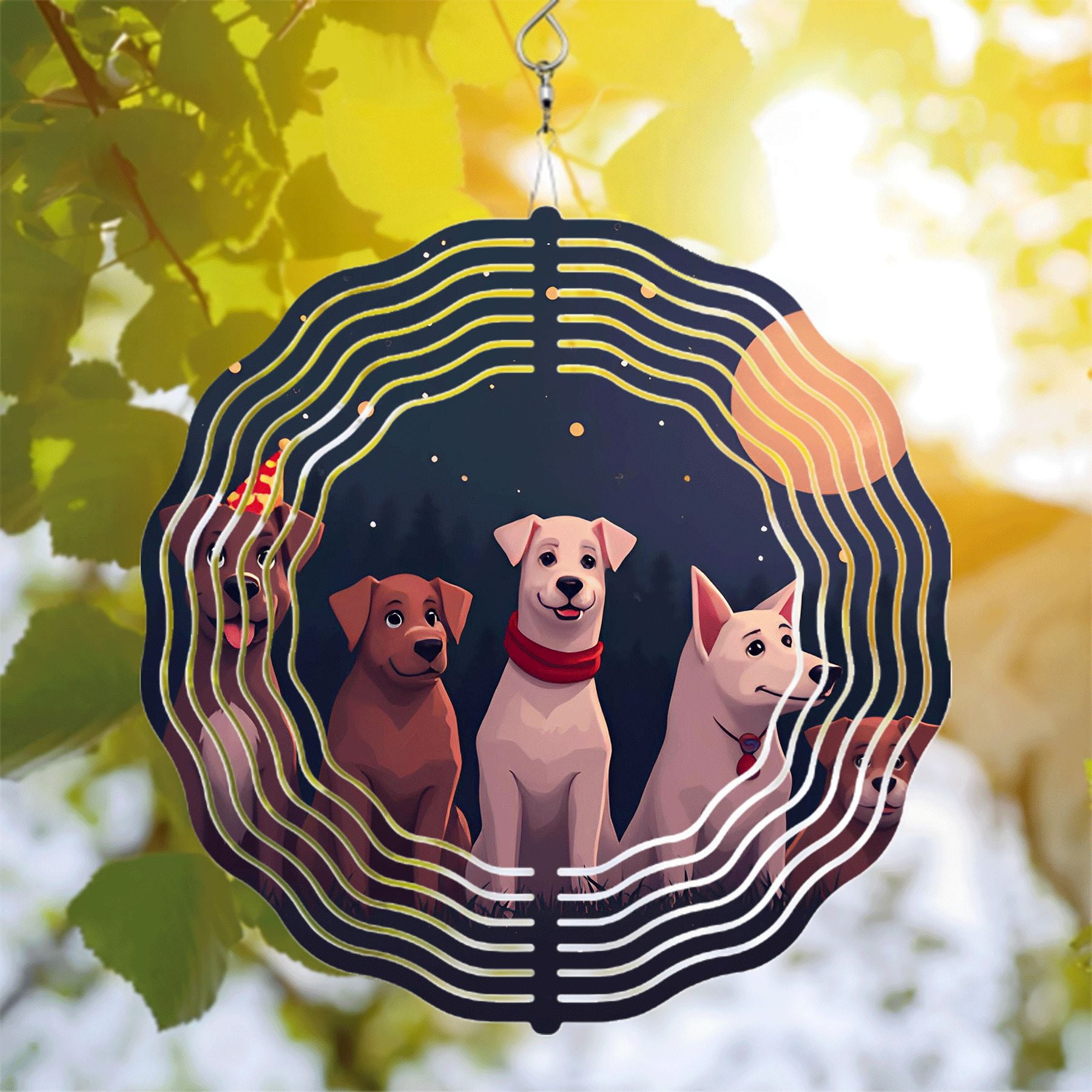 Charming Metal Hanging Wind Spinner - Dog-Themed Wind Chimes for Garden ...